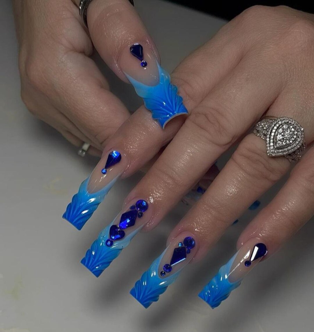 Luxury Custom Nails/ Free Style/ Long Nails/ Party Nails/bling Nails ...