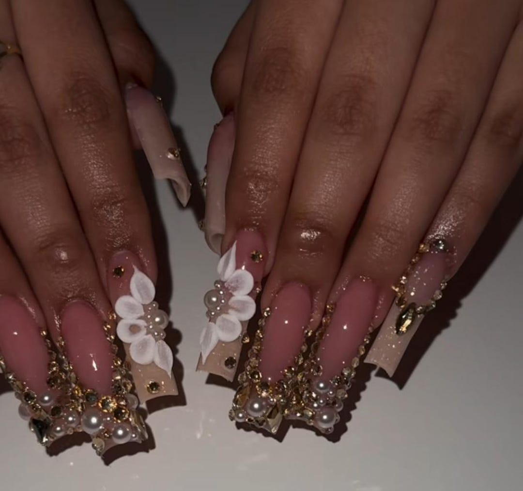Luxury Custom Nails/ Free Style/ Long Nails/ Party Nails/fancy Nails ...
