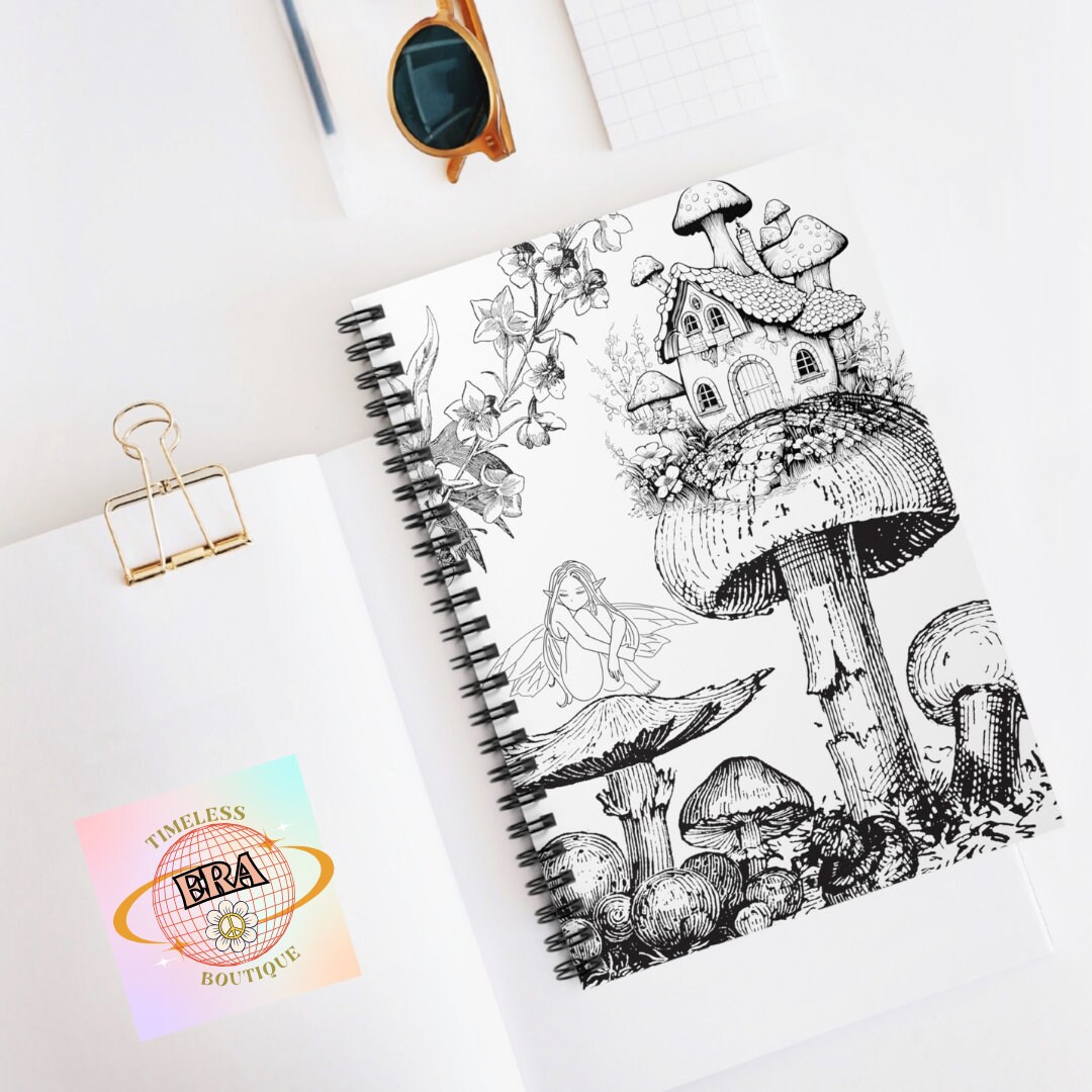 Hippie Boho Cottage Core/ Fairy Core Mushroom Forrest Spiral Notebook ...
