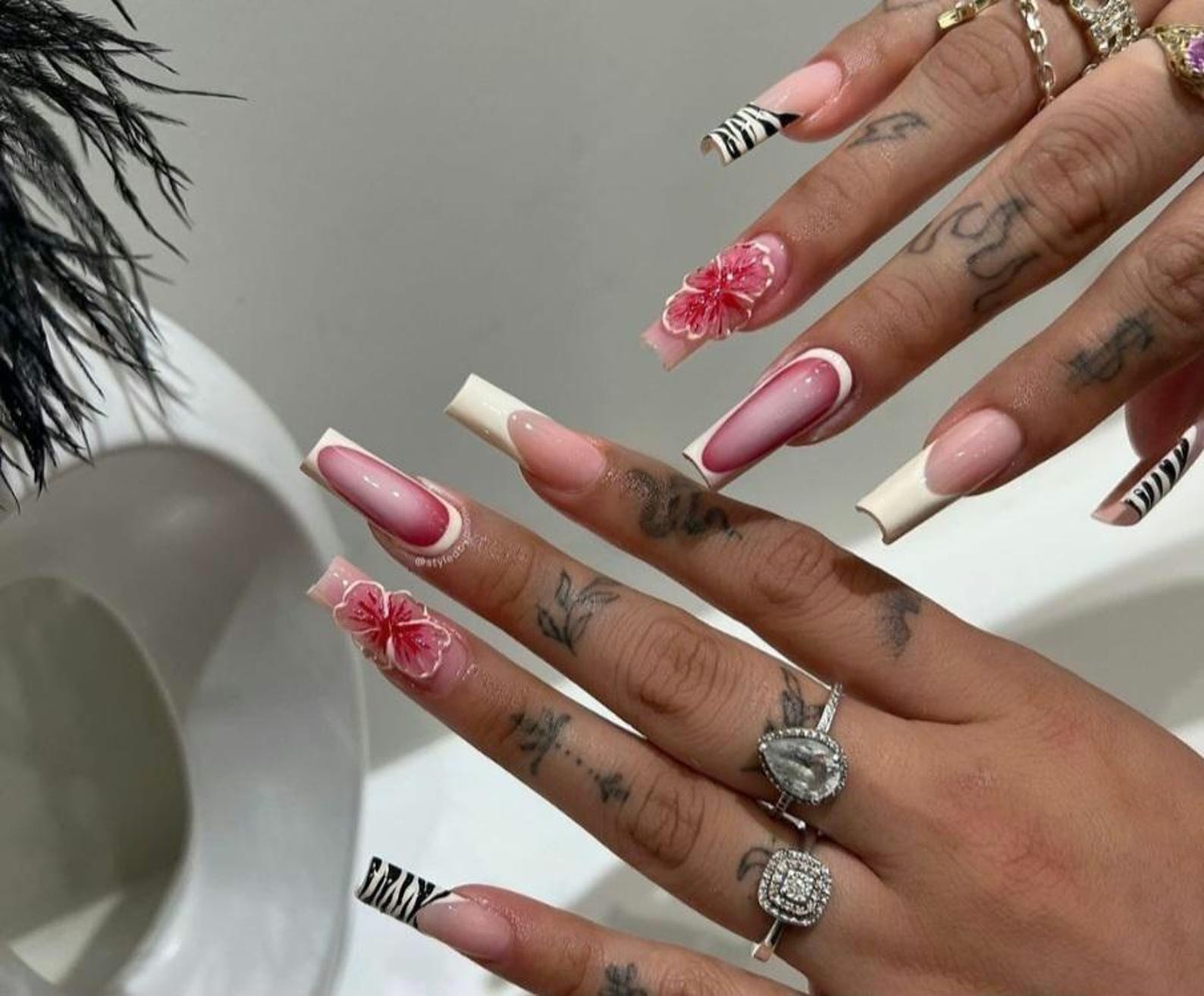 Luxury Custom Nails/ Free Style/ Long Nails/ Party Nails/ Zebra Nails ...