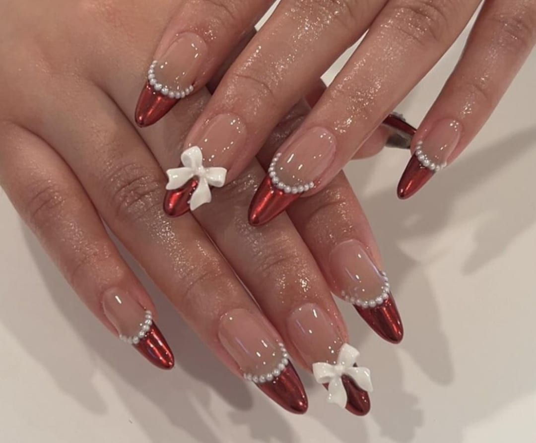 Luxury Custom Nails/ Free Style/ Long Nails/red Nails/ Metallic Nails ...