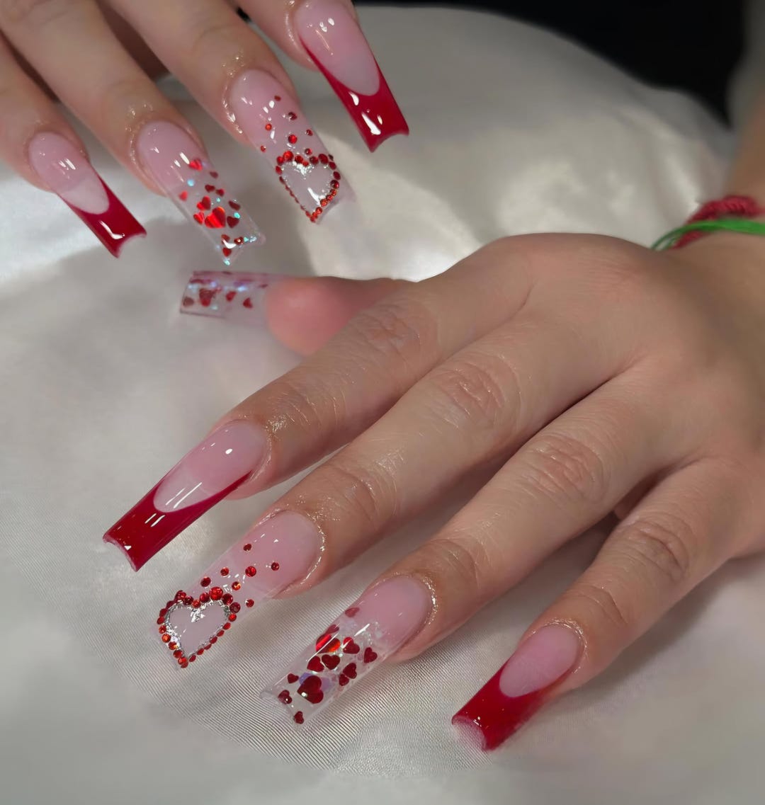 Luxury Custom Nails/free Style/ Long Nails/ Heart Nails/ Love Nails ...