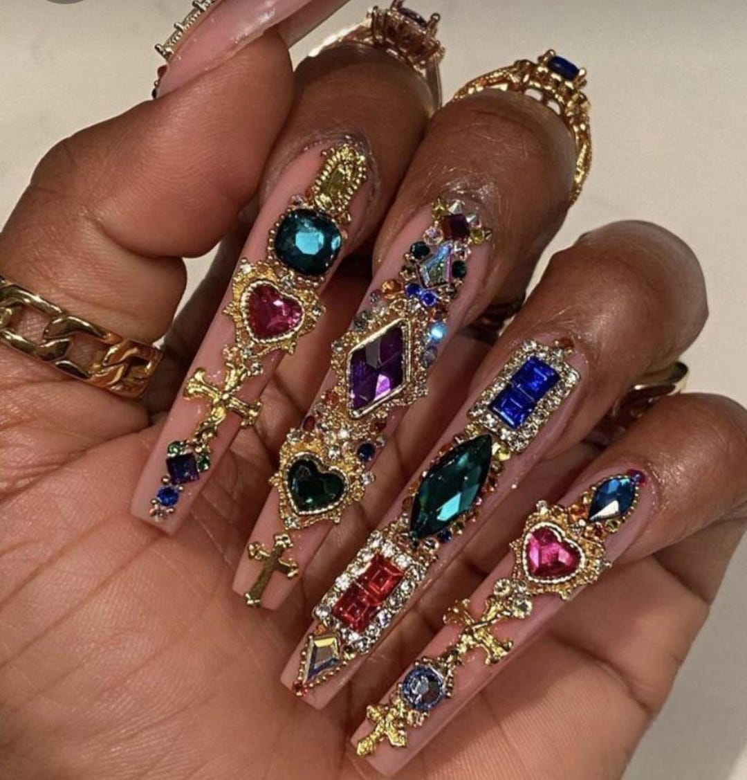 Luxury Custom Nails/ Free Style/ Long Nails/ Party Nails/ Bling Nails ...