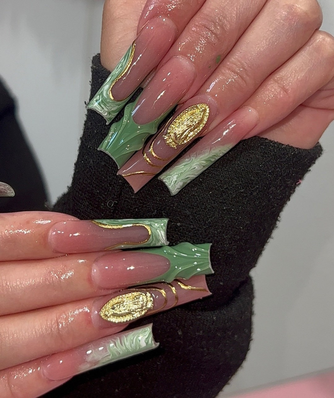 Luxury Custom Nails/ Free Style/ Long Nails/ Party Nails/virgin Mary ...