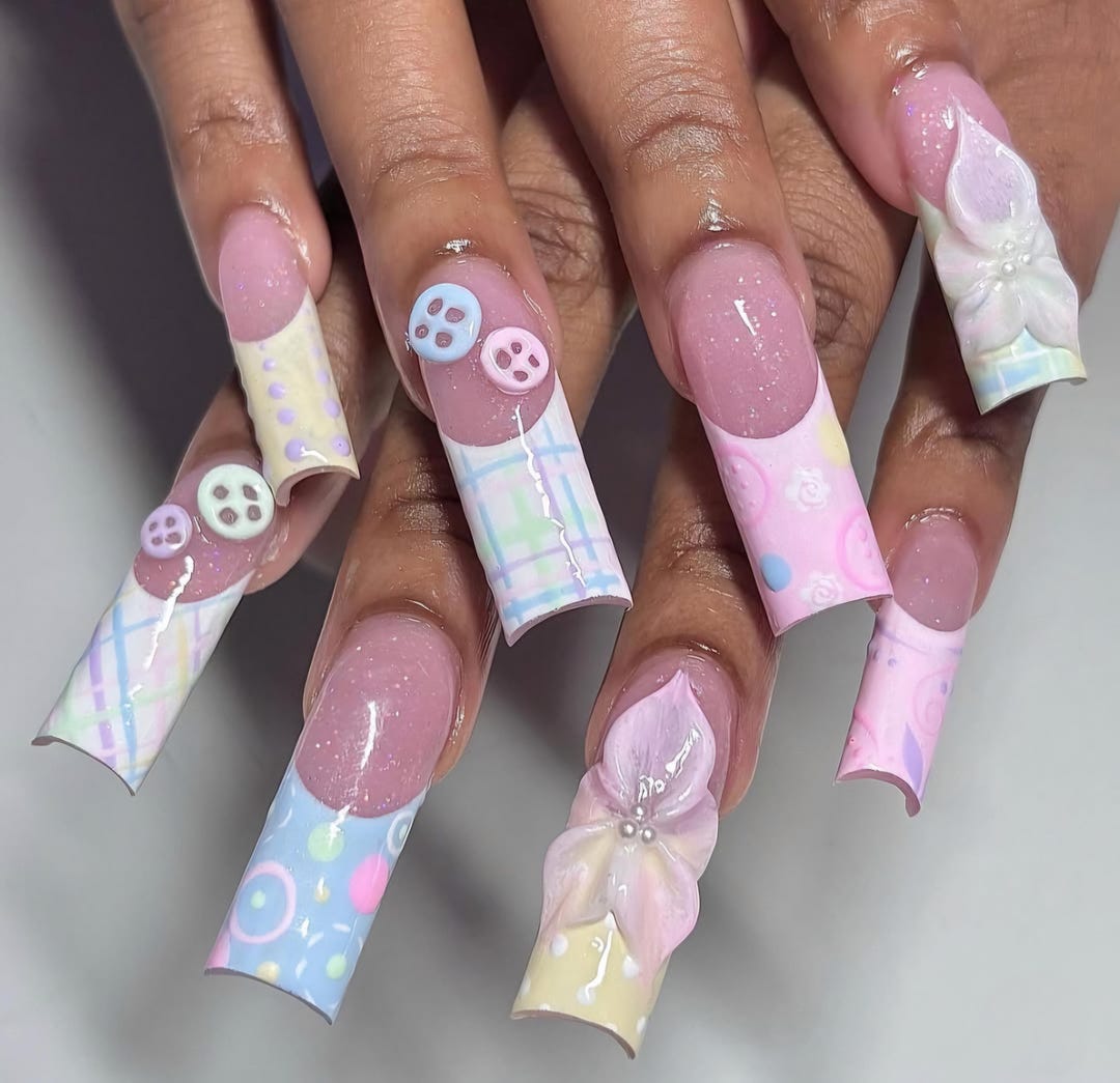 Luxury Custom Nails/ Free Style/ Long Nails/ Summer Nails/pastel ...