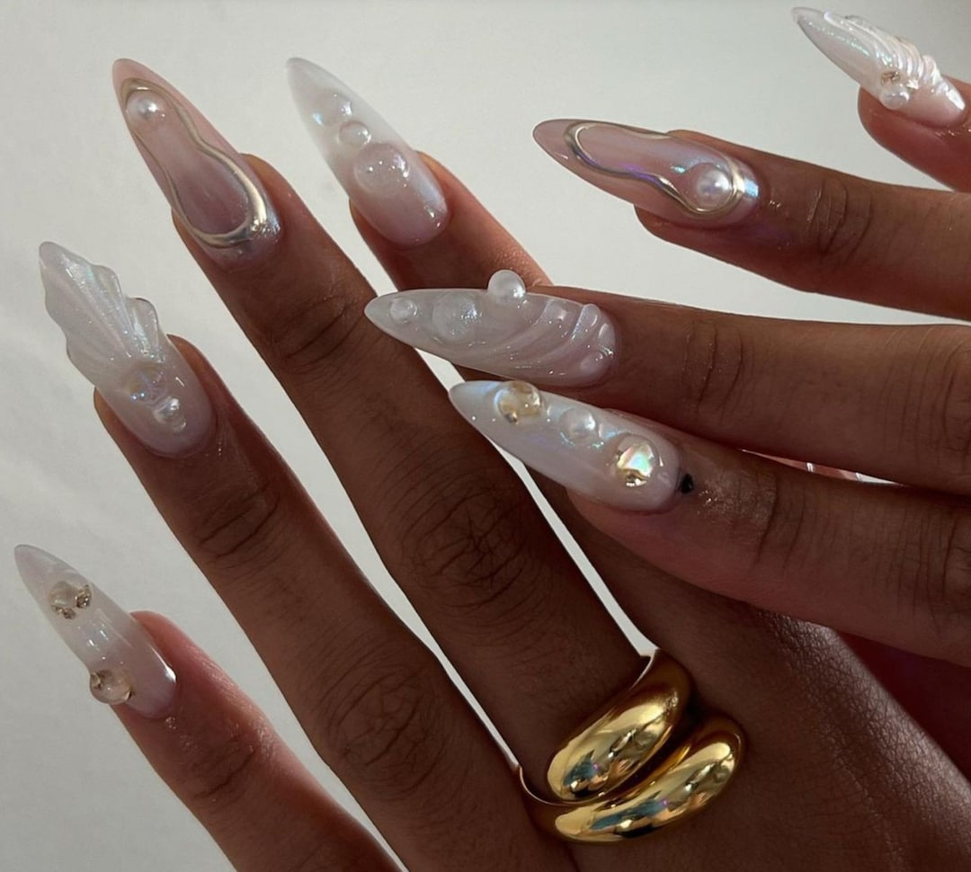 Luxury Custom Nails/ Free Style/ Long Nails/ Party Nails/ Chrome Nails ...