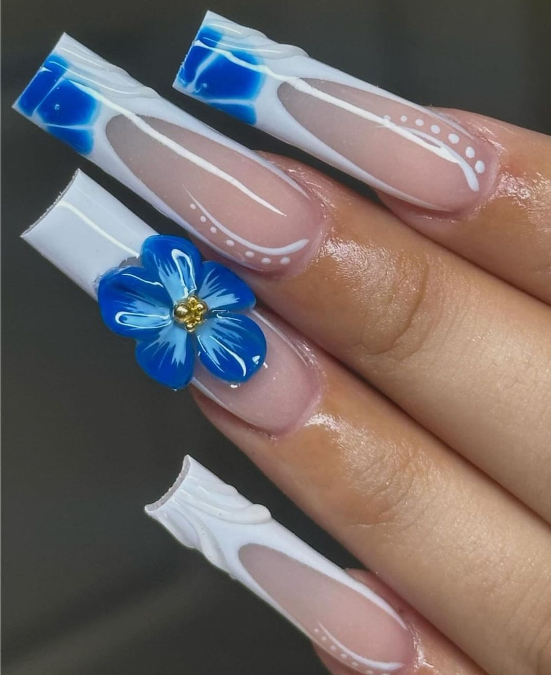 Luxury Custom Nails/ Free Style/ Long Nails/ Garden Fairy Nails/ 3D Gel ...