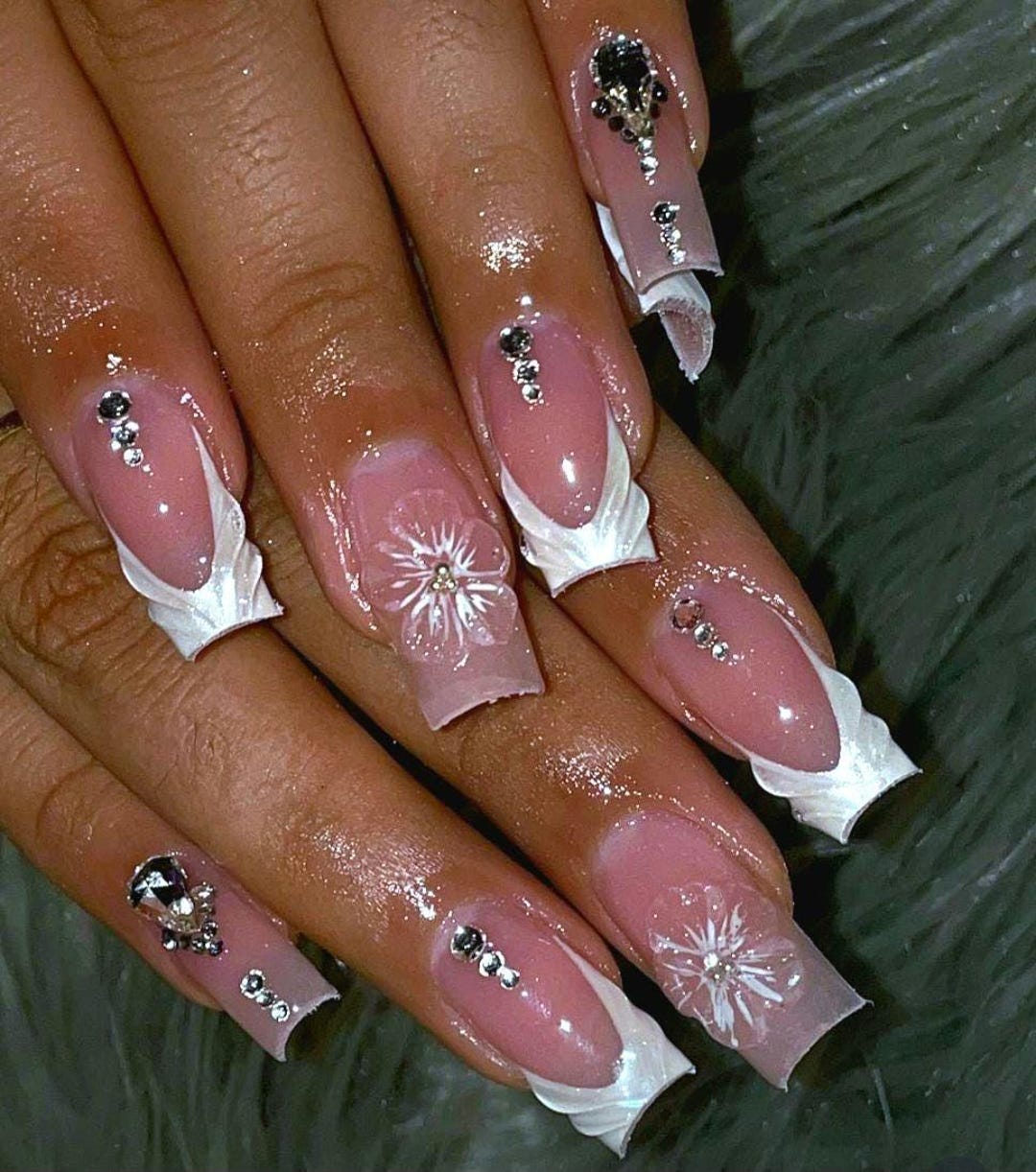 Luxury Custom Nails/ Free Style/ Long Nails/ Fairy Garden Nails/ 3D Gel ...