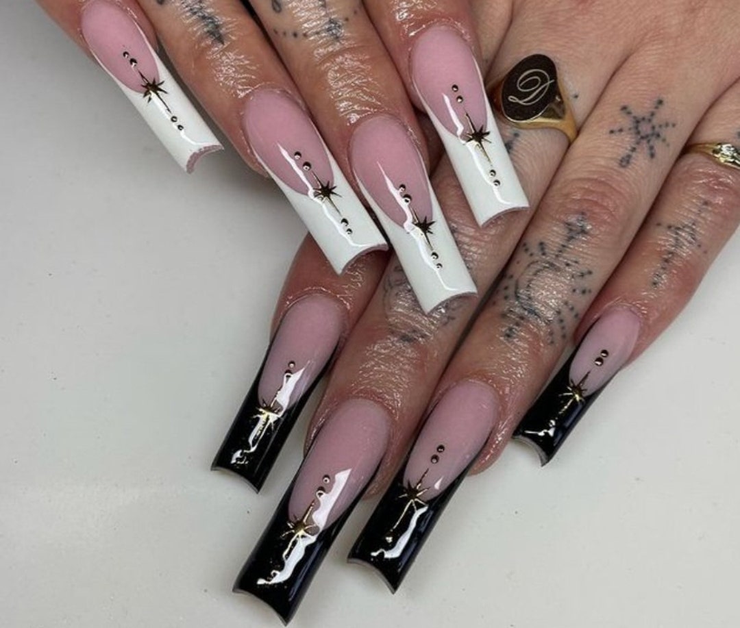 Luxury Custom Nails/ Free Style/ Long Nails/ Party Nails/ Black Nails ...
