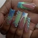 Luxury 3D Flower Press on Nails: Teal French Tip, Gold Chrome - Etsy