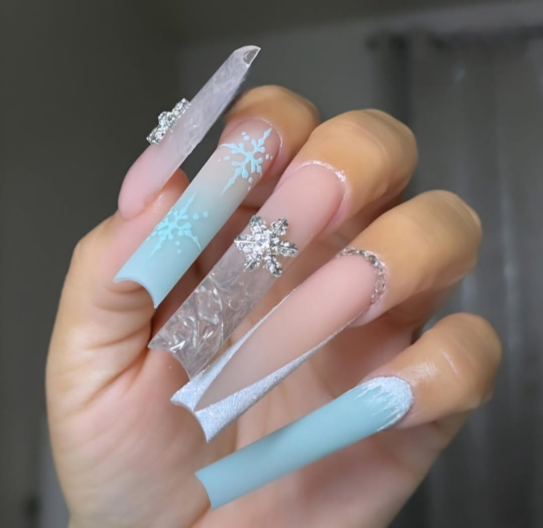 Luxury Custom Nails/long Short Nails/ Christmas Nails/blue Nails/new ...