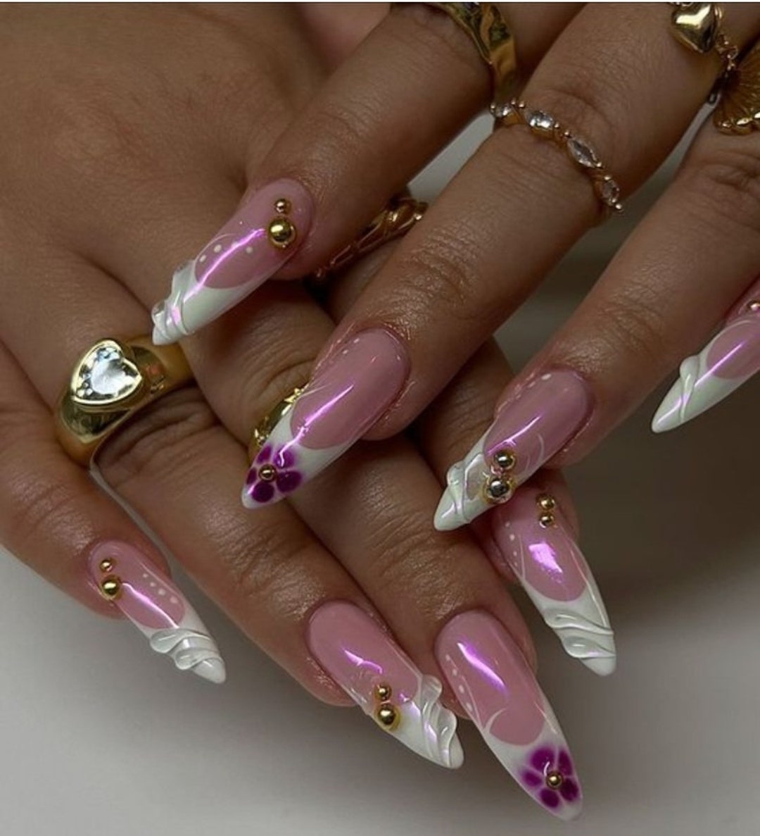 Luxury Custom Nails/ Free Style/ Long Nails/ Fairy Garden Nails/ 3D Gel ...