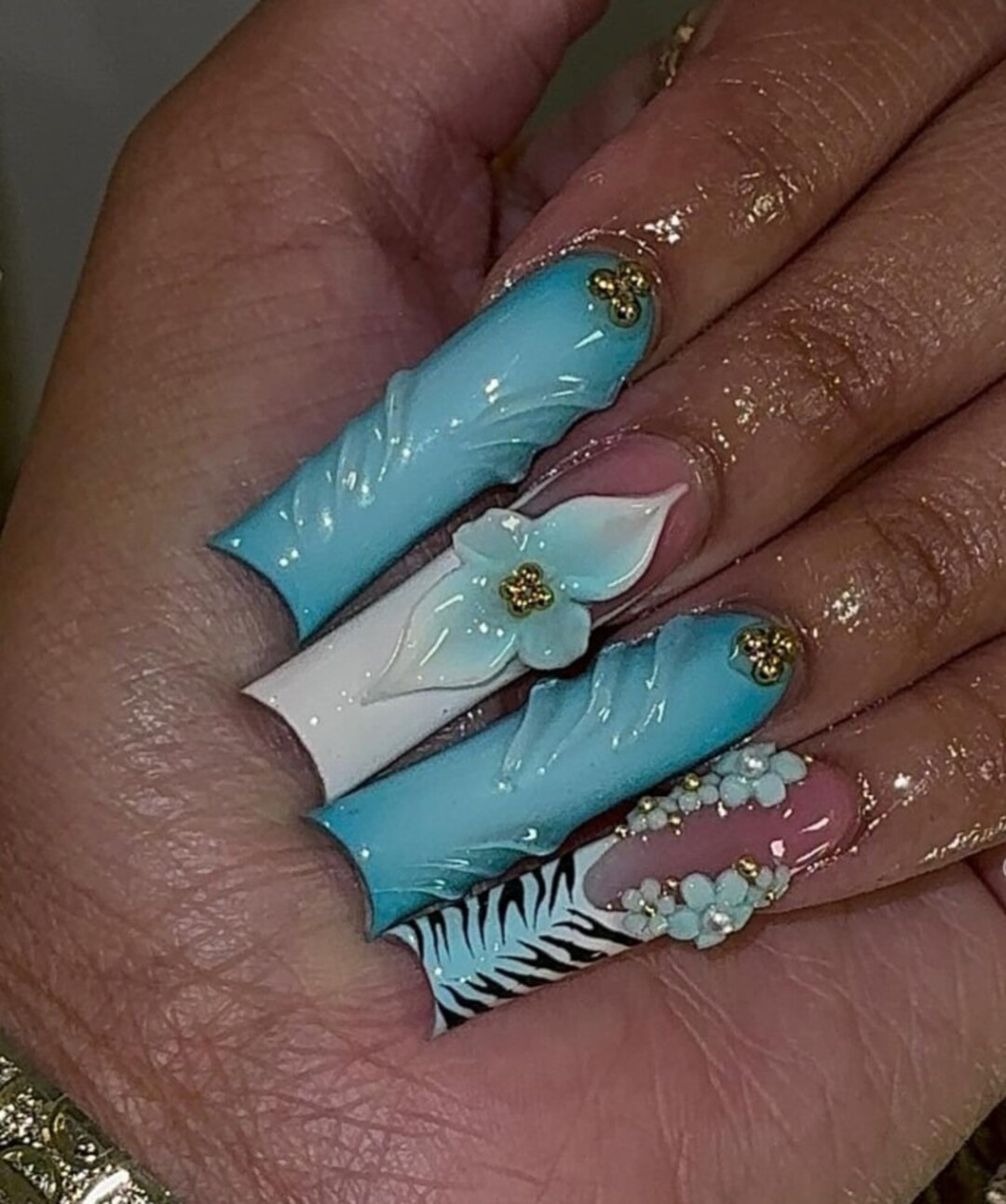Luxury Custom Nails/ Free Style/ Long Nails/ Party Nails/ Zebra Nails ...