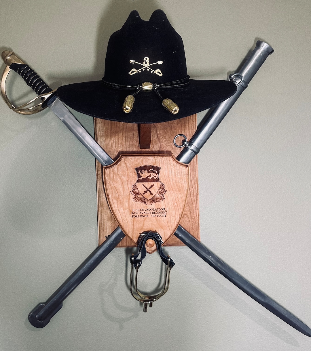Personalized Display for Cavalry Stetson, Saber (or Sword), and Spurs ...