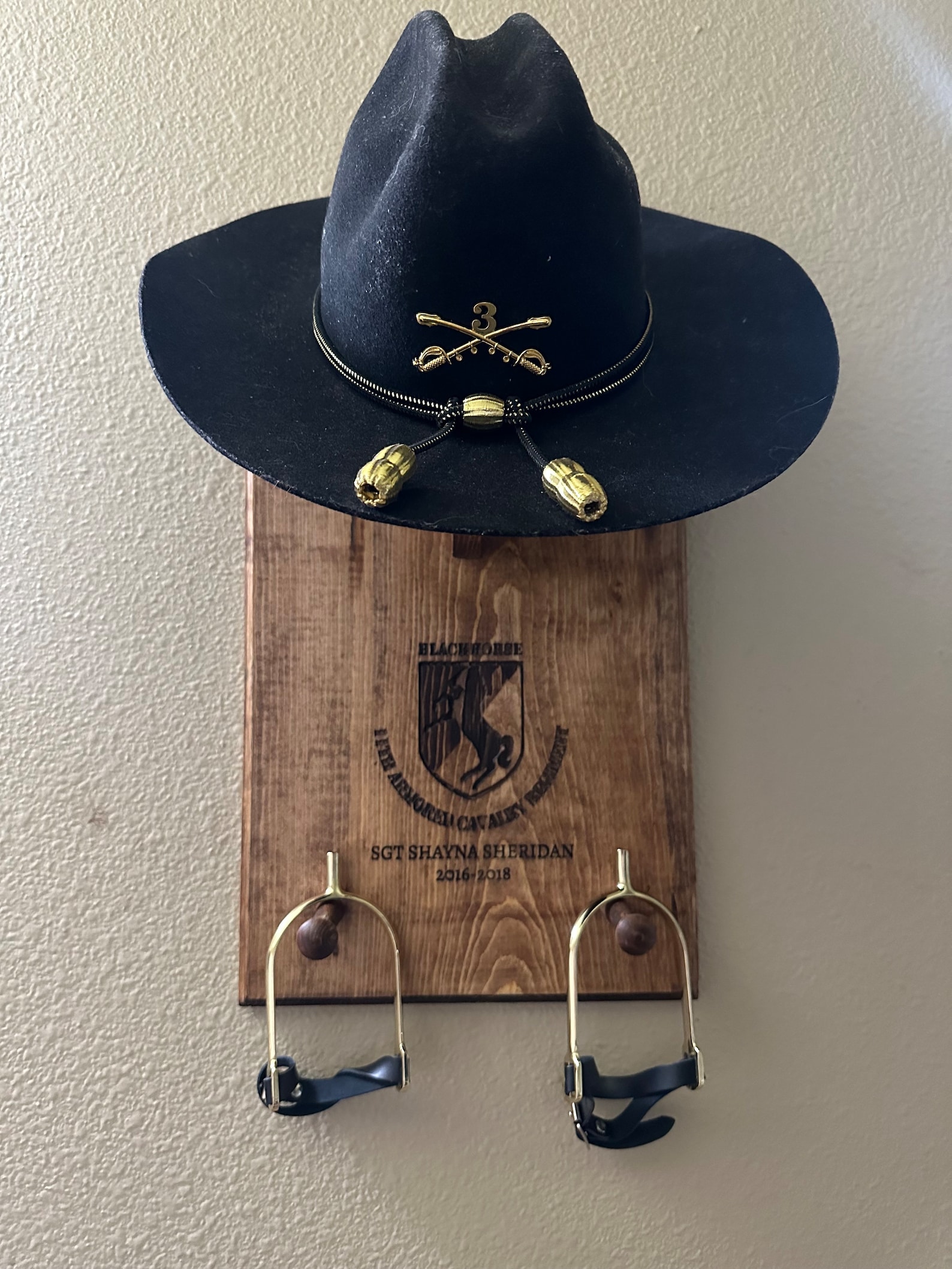 Personalized Display for Stetson. Cavalry Hat and Spurs Plaque. Cowboy ...