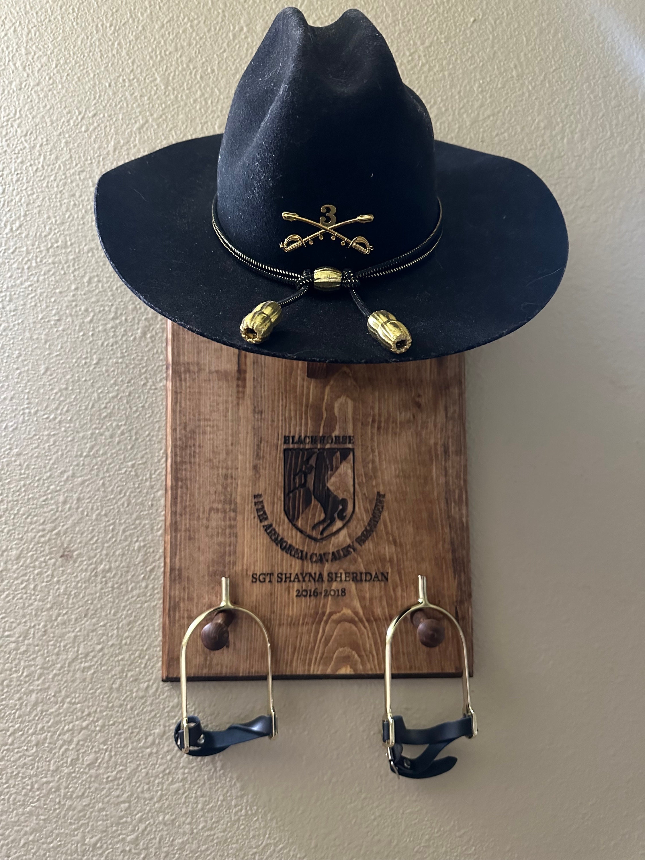 Personalized Display for Stetson. Cavalry Hat and Spurs Plaque. Cowboy ...