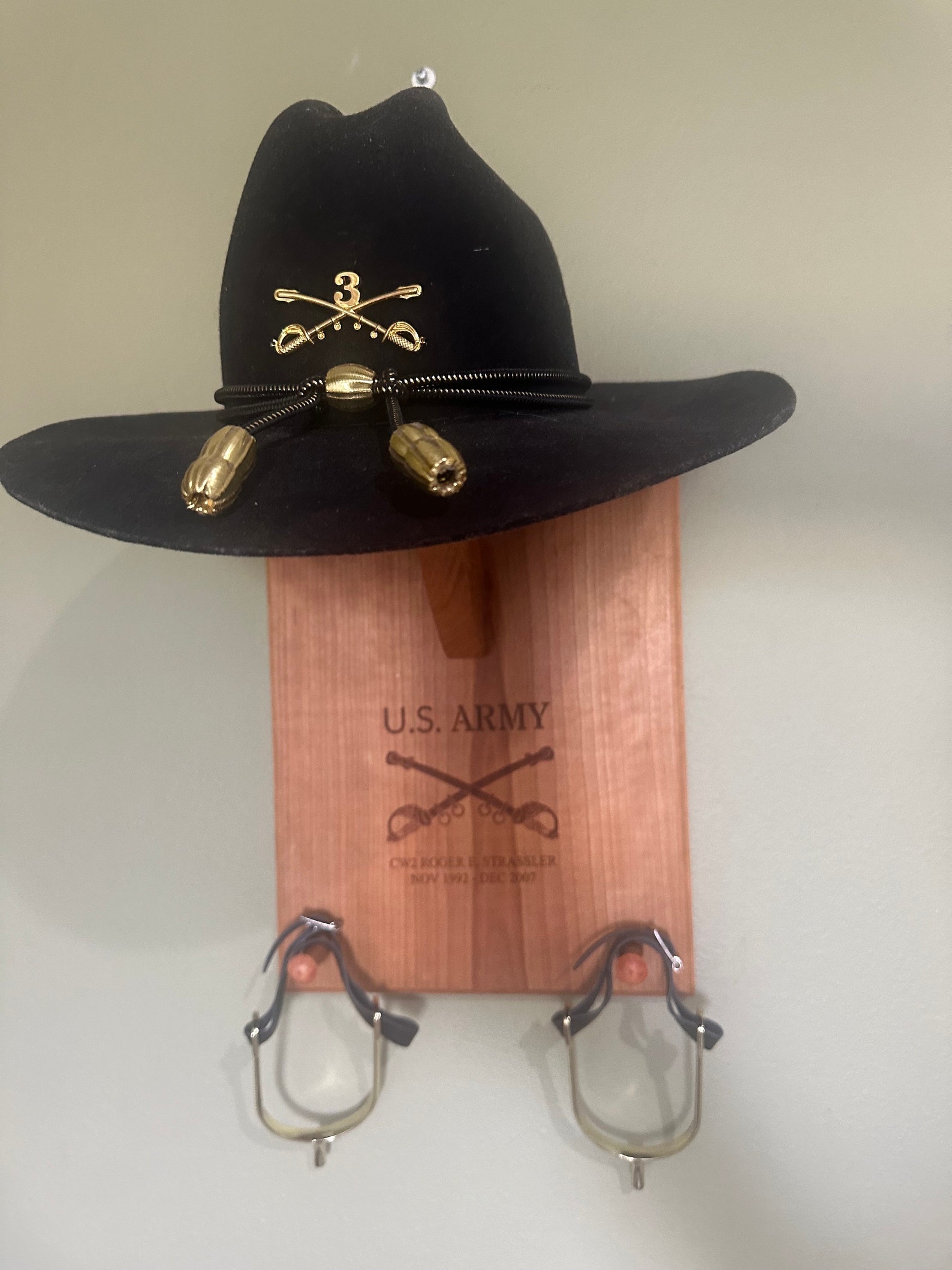 Personalized Display for Stetson. Cavalry Hat and Spurs Plaque. Cowboy Presentation. Military ...