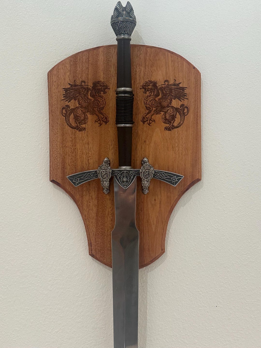 Handmade Wooden Sword Display: Customizable Laser Engraved Medieval ...