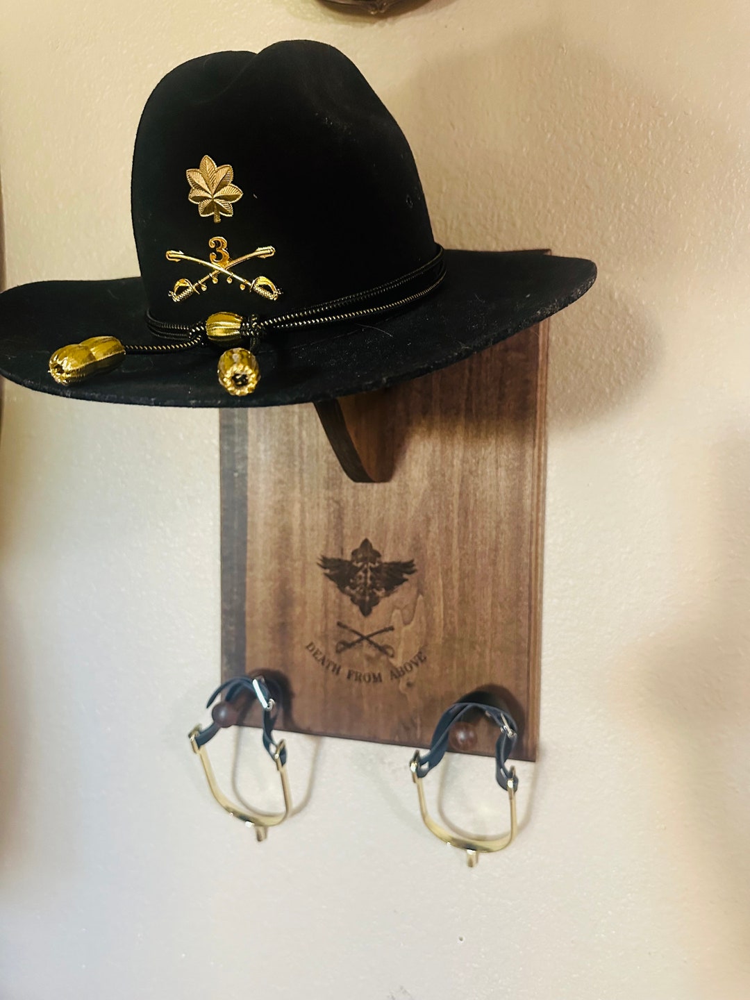 Personalized Display for Stetson. Cavalry Hat and Spurs Plaque. Cowboy ...