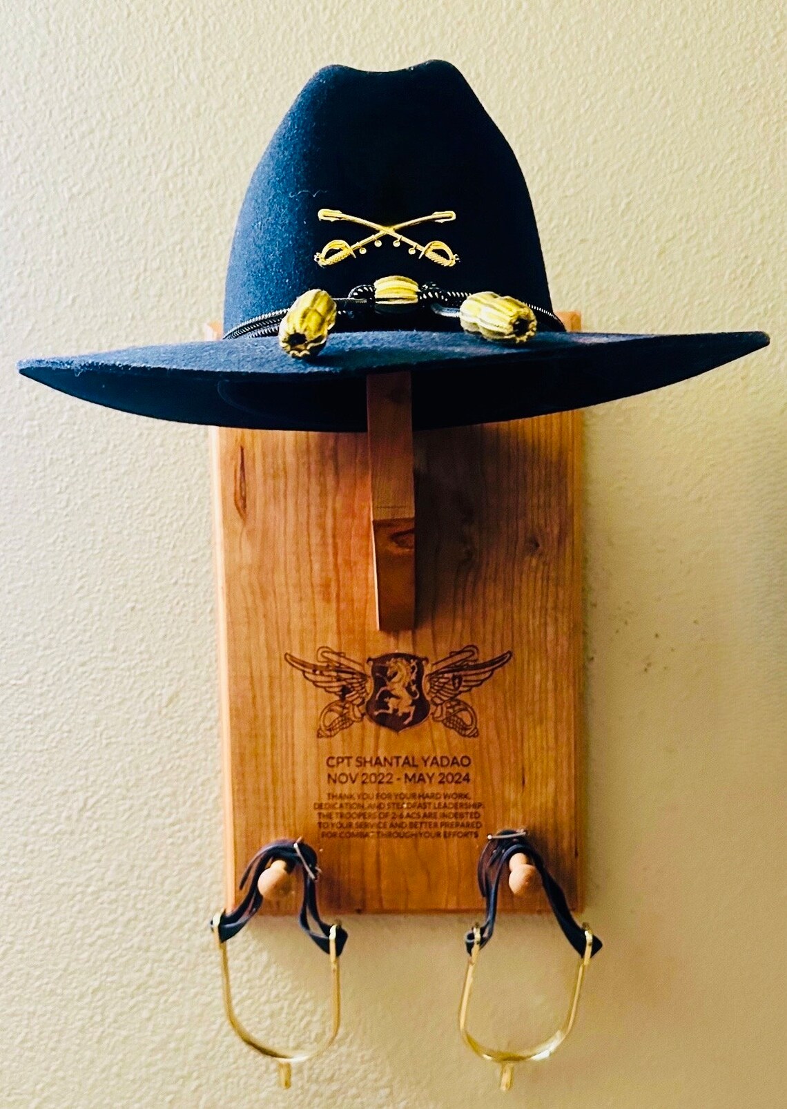 Personalized Display for Stetson. Cavalry Hat and Spurs Plaque. Cowboy ...