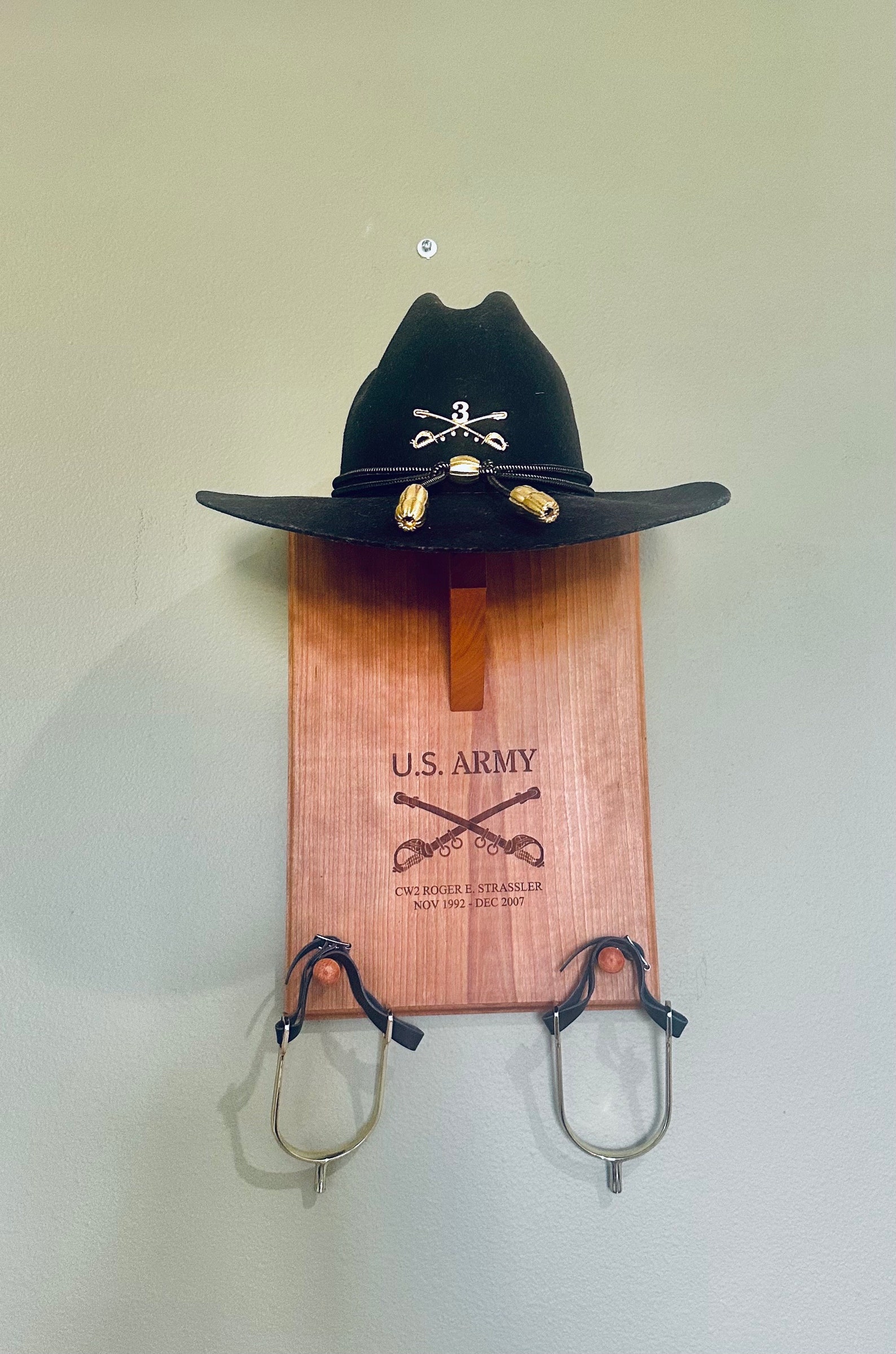 Personalized Display for Stetson. Cavalry Hat and Spurs Plaque. Cowboy ...