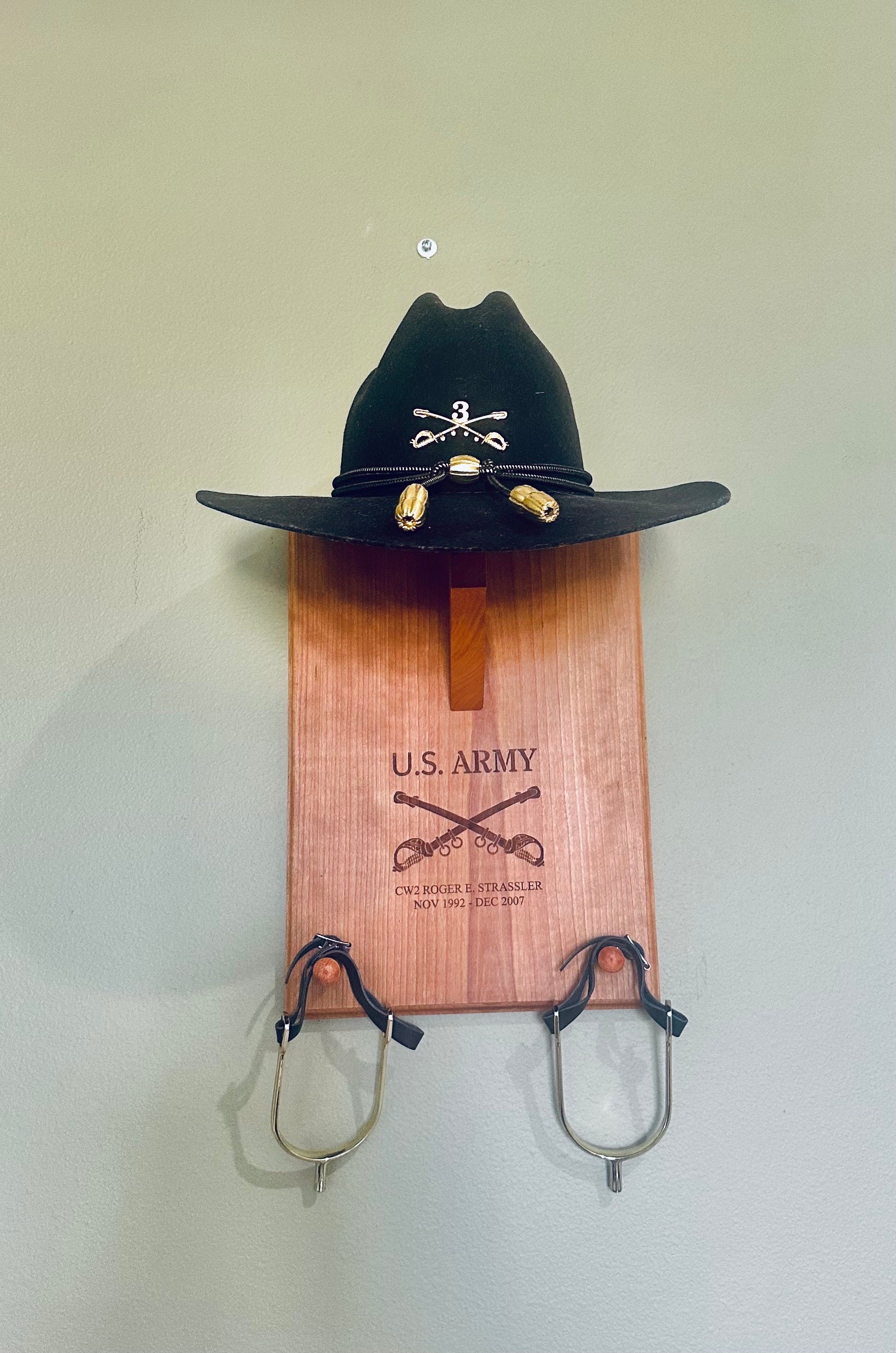 Personalized Display for Stetson. Cavalry Hat and Spurs Plaque. Cowboy ...