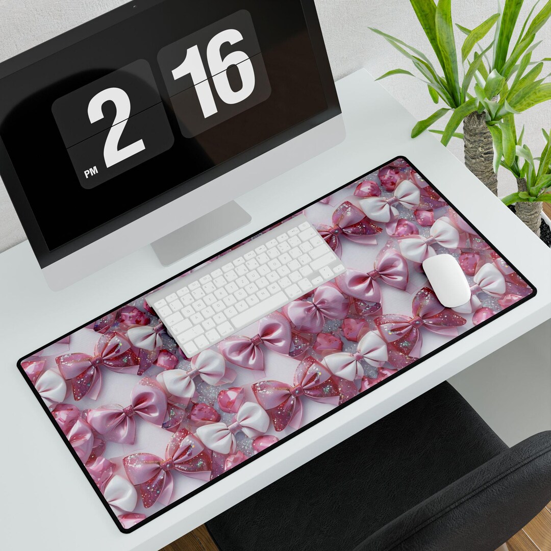 Coquette Pink Bows Desk Mat - Office Supplies Desk Mats, Cute Desk ...