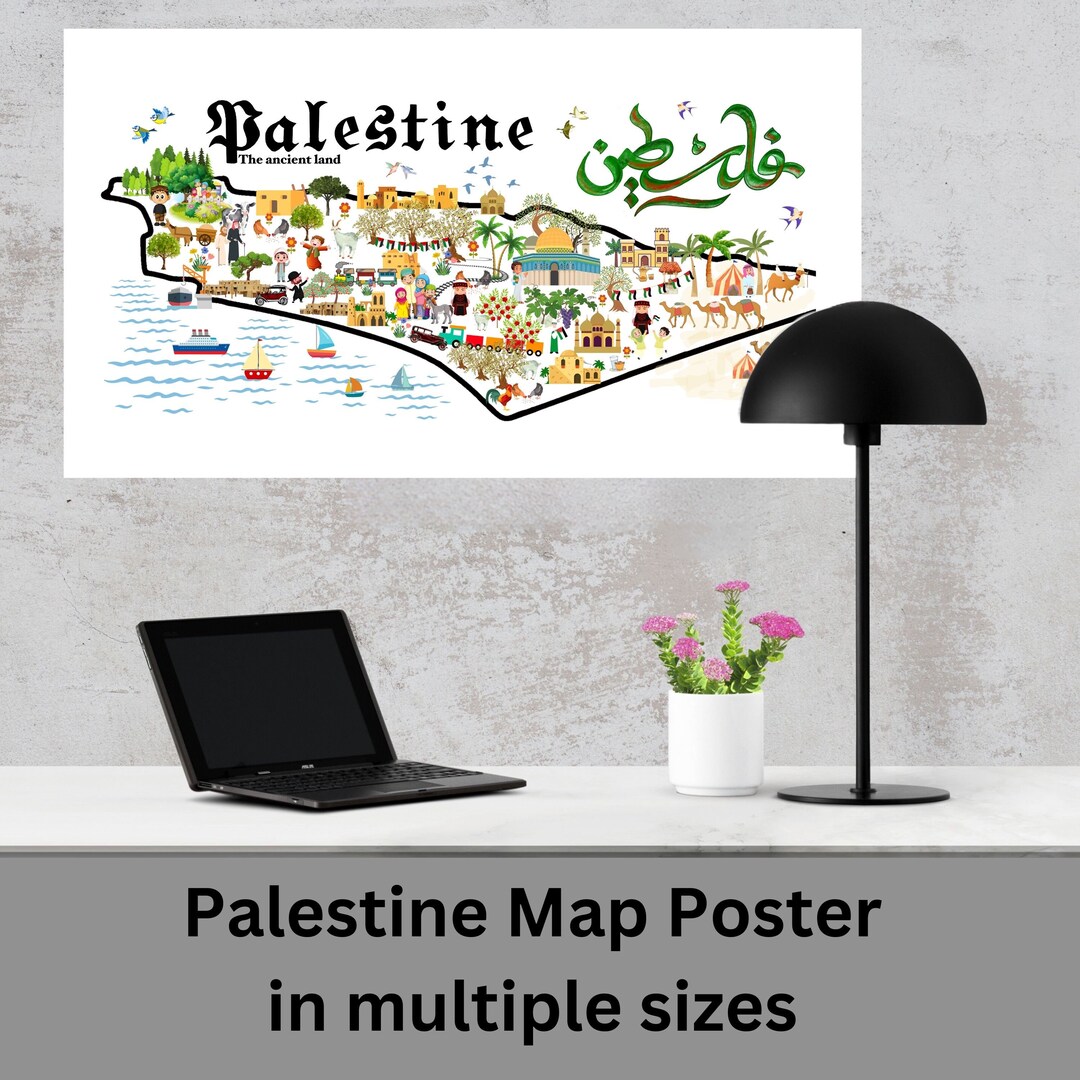 Palestine Map Rolled Posters for Kids and Family - Etsy