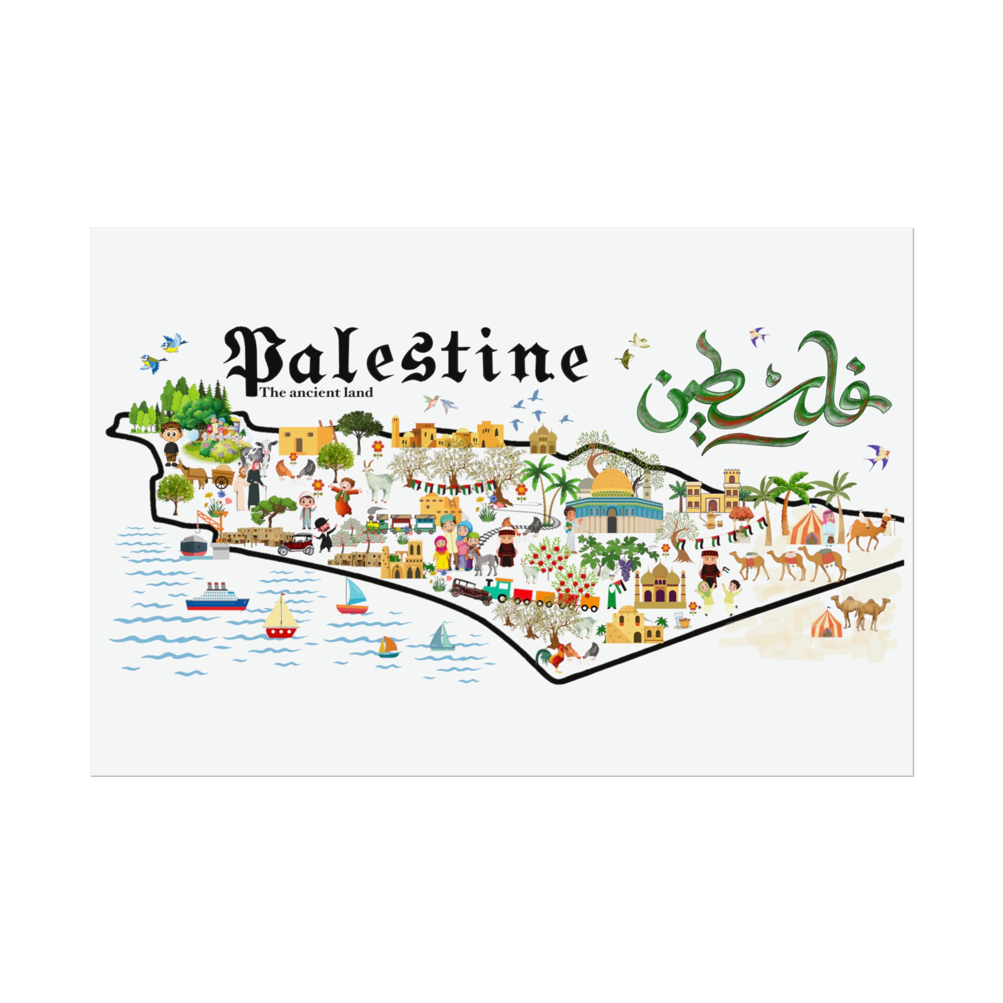 Palestine Map Rolled Posters for Kids and Family - Etsy