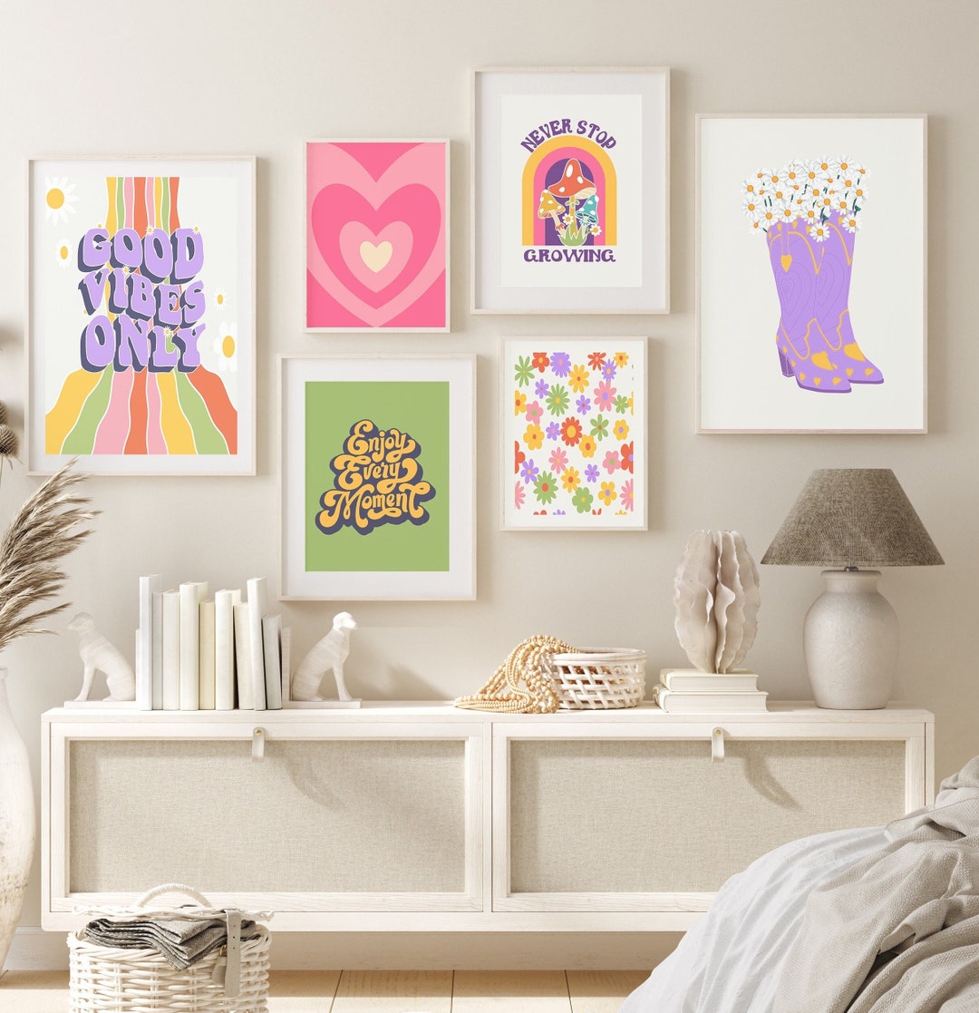 Set of 6 Vintage Posters, Groovy 1960s, Boho Floral Bliss of the 1970s ...