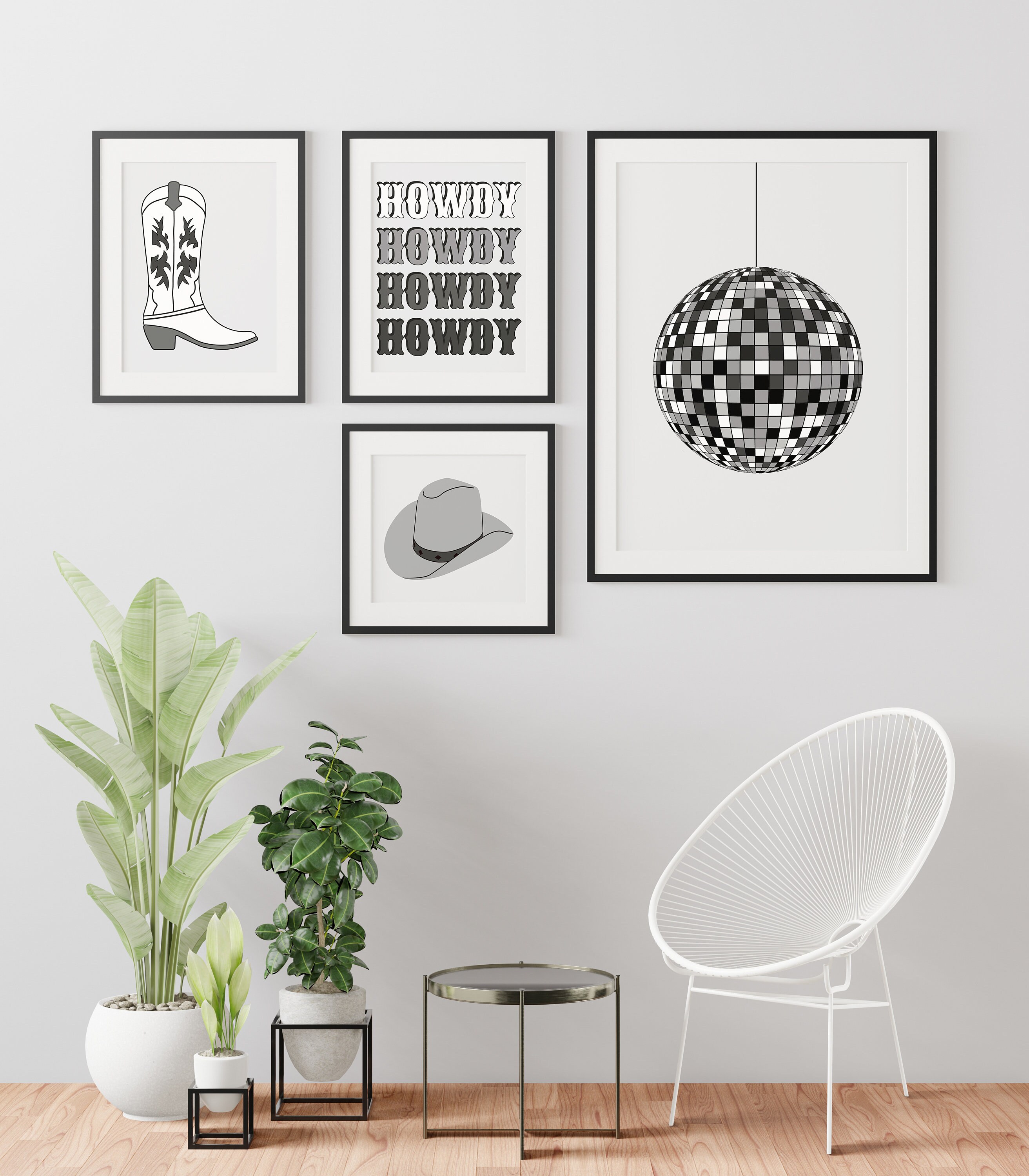Black and Gray Western Wall Art Set Set of 4 Art Prints - Etsy