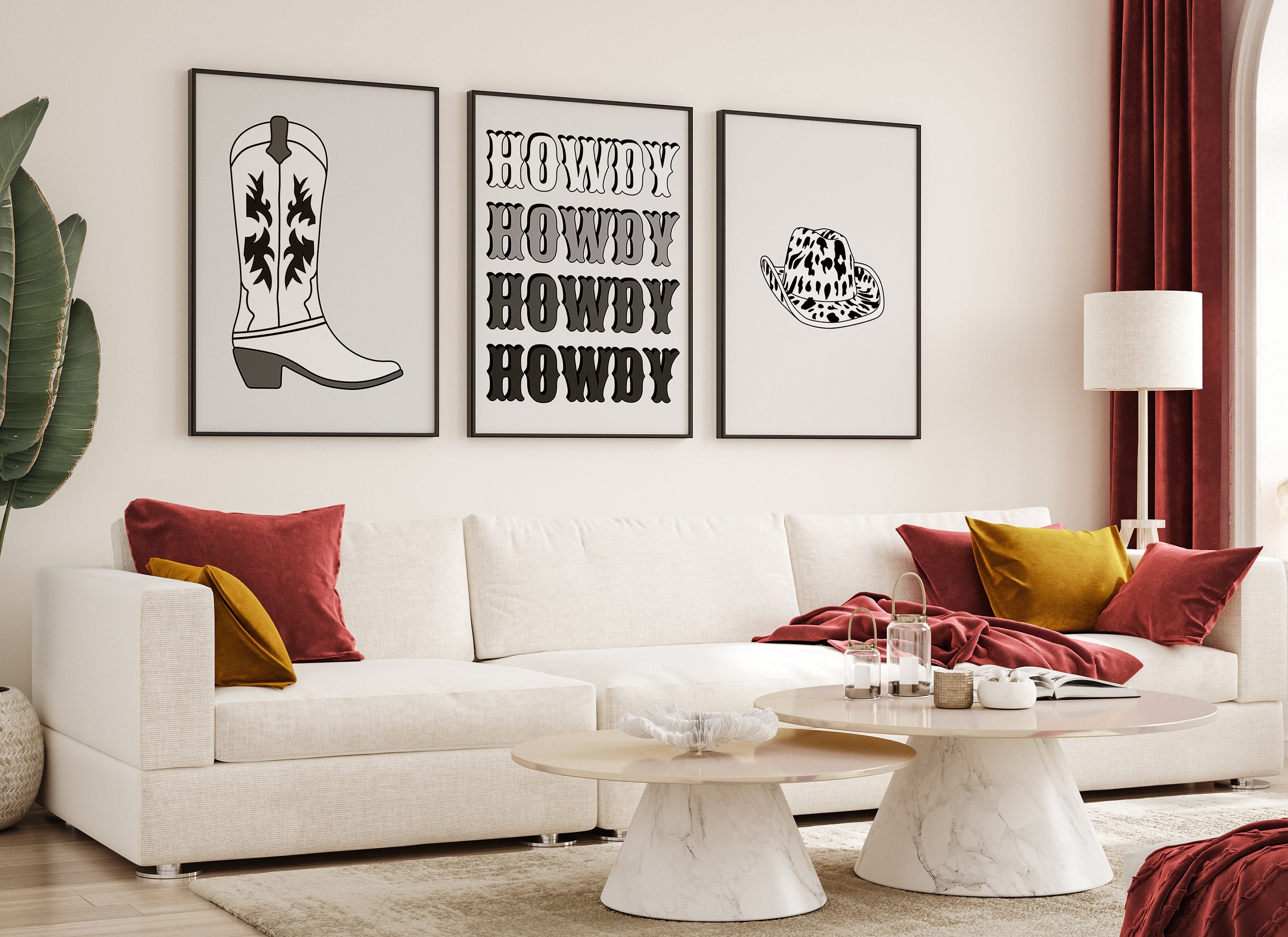 Black and Gray Western Wall Art Set Set of 4 Art Prints - Etsy