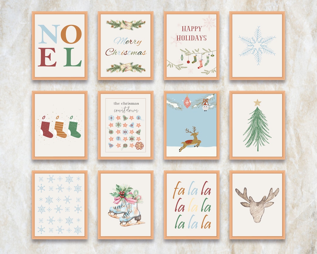 Christmas Gallery Wall Art Set of 12 Winter Wall (Download Now) - Etsy