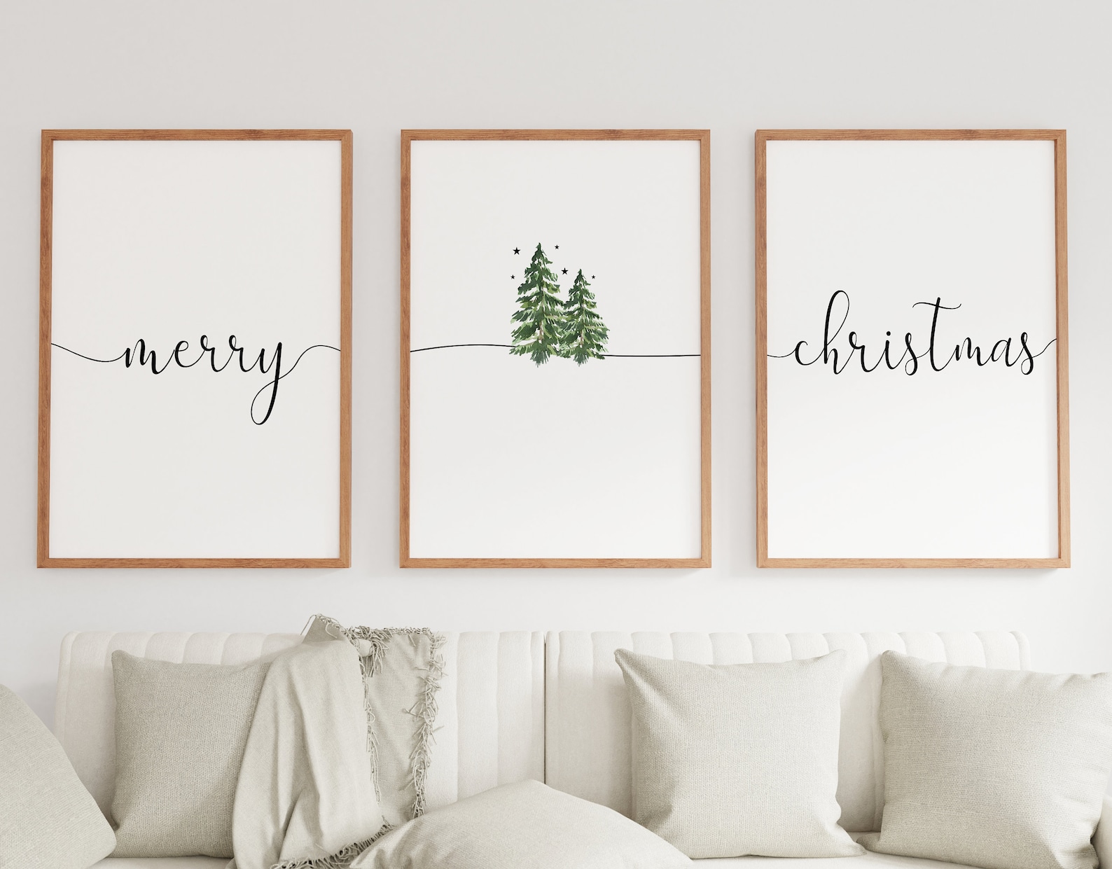 Merry Christmas Wall Art, Set of 3 Christmas Prints, Holiday Wall Decor ...