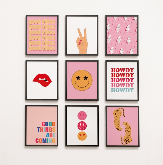 Preppy Wall Decor Set of 9 Preppy Poster Throwback Art - Etsy