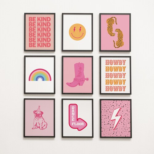 Preppy Wall Decor Set of 9 Preppy Poster Throwback Art - Etsy