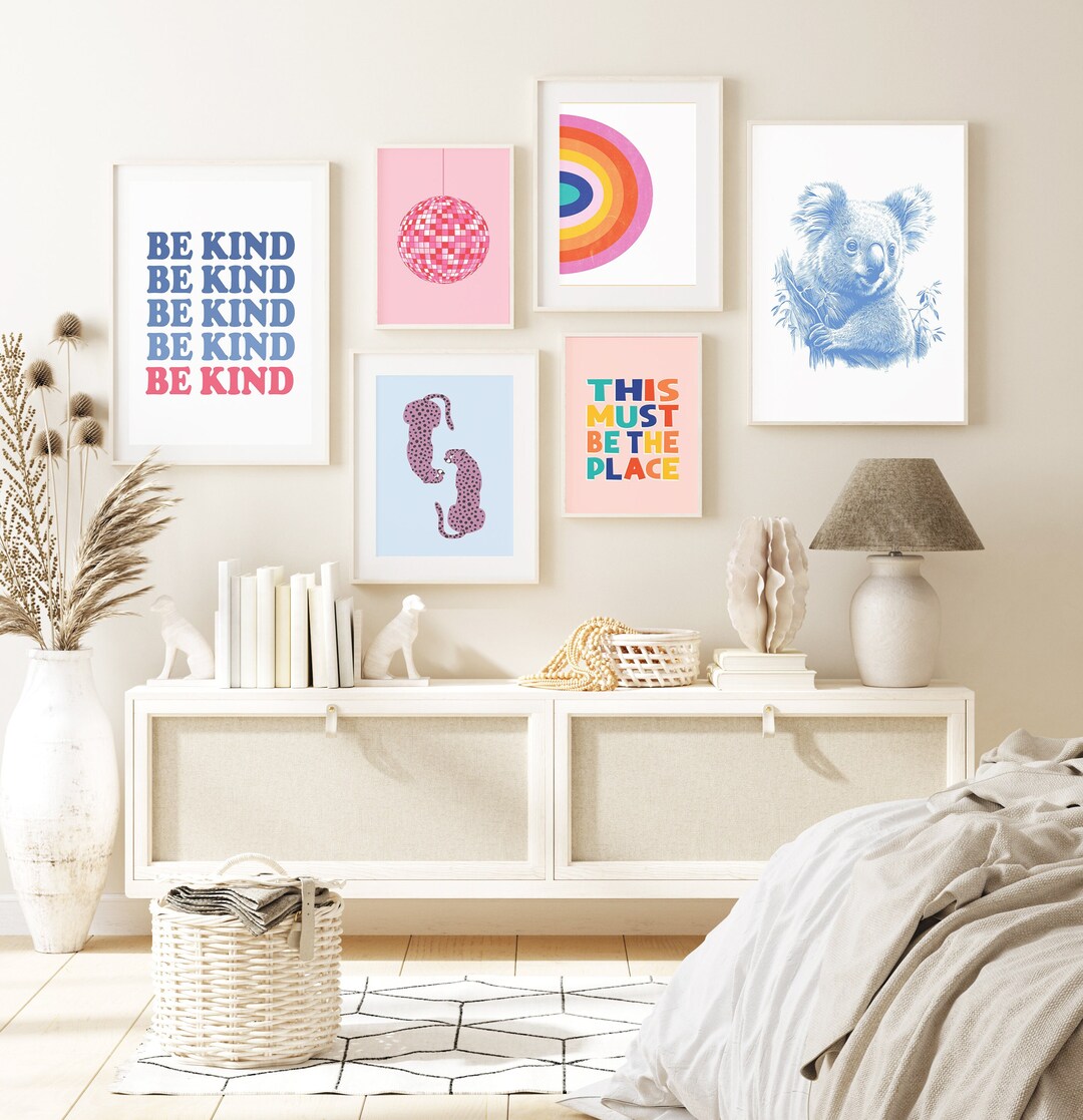 Preppy Wall Decor Set of 6, Preppy Poster, Throwback Art Prints, Retro ...