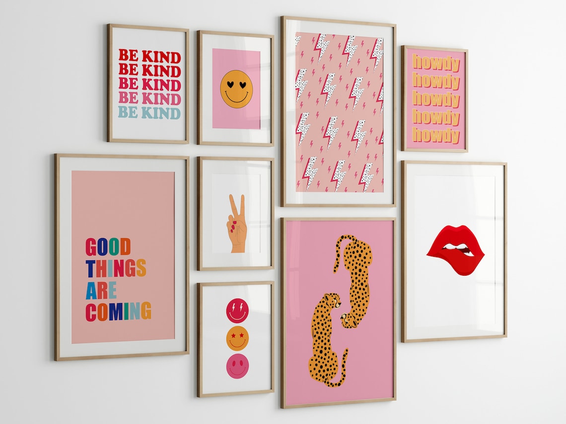 Preppy Wall Decor Set of 9 Preppy Poster Throwback Art - Etsy