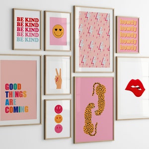 Preppy Wall Decor Set of 9, Preppy Poster, Throwback Art Prints, Retro ...