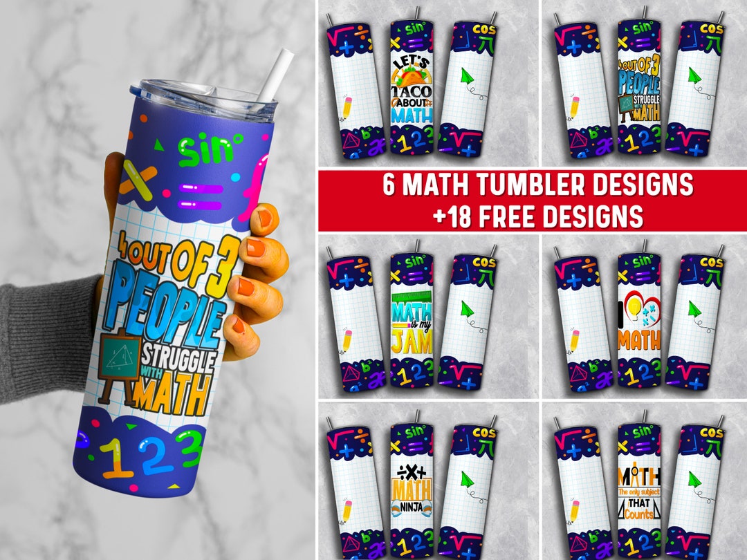 Math Tumbler Wrap Bundle PNG, Math Teacher 20 Oz Skinny Tumbler Bundle ...