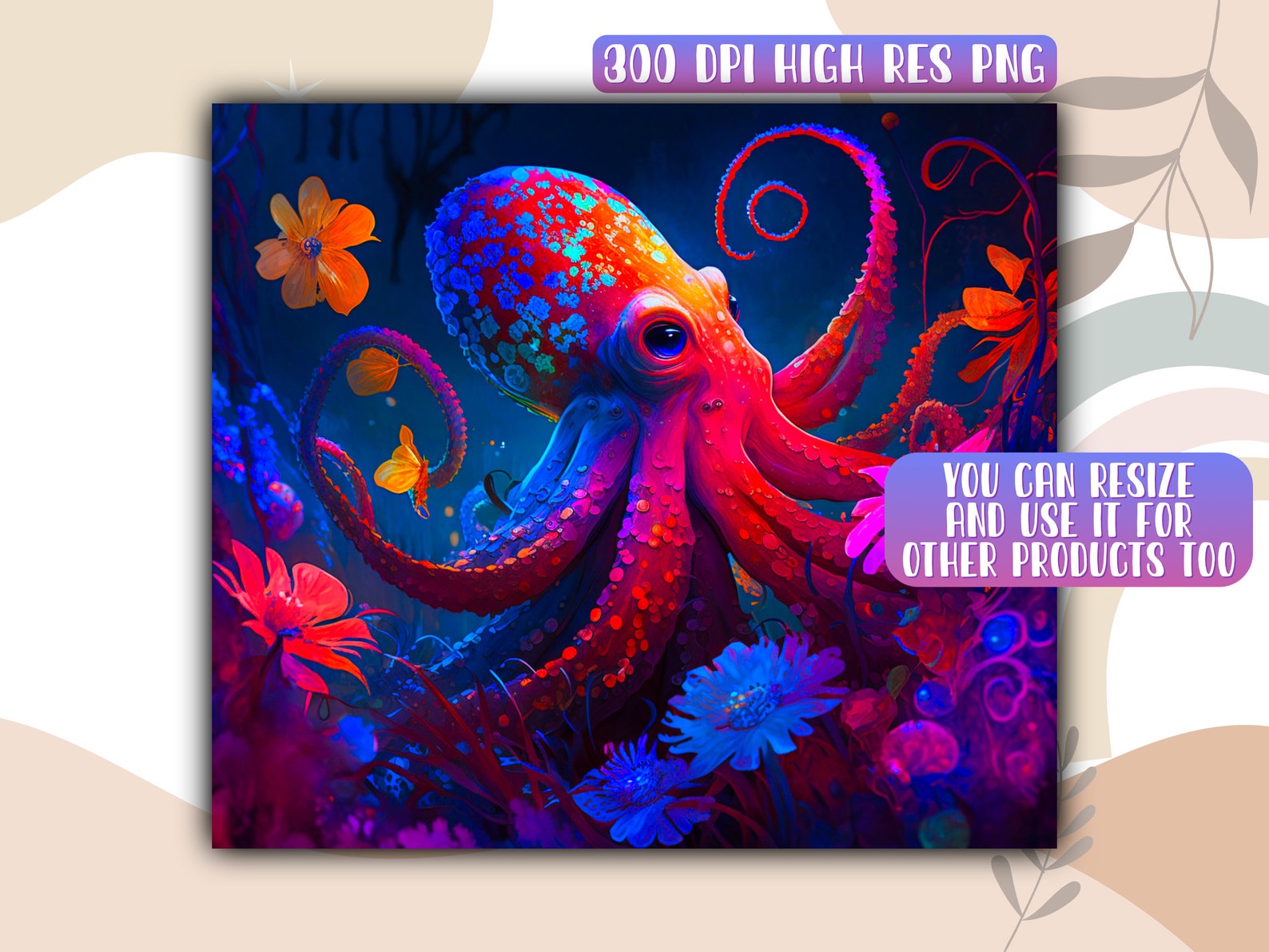 Octopus Tumbler Wrap PNG Octopus 20 Oz Skinny Tumbler - Etsy