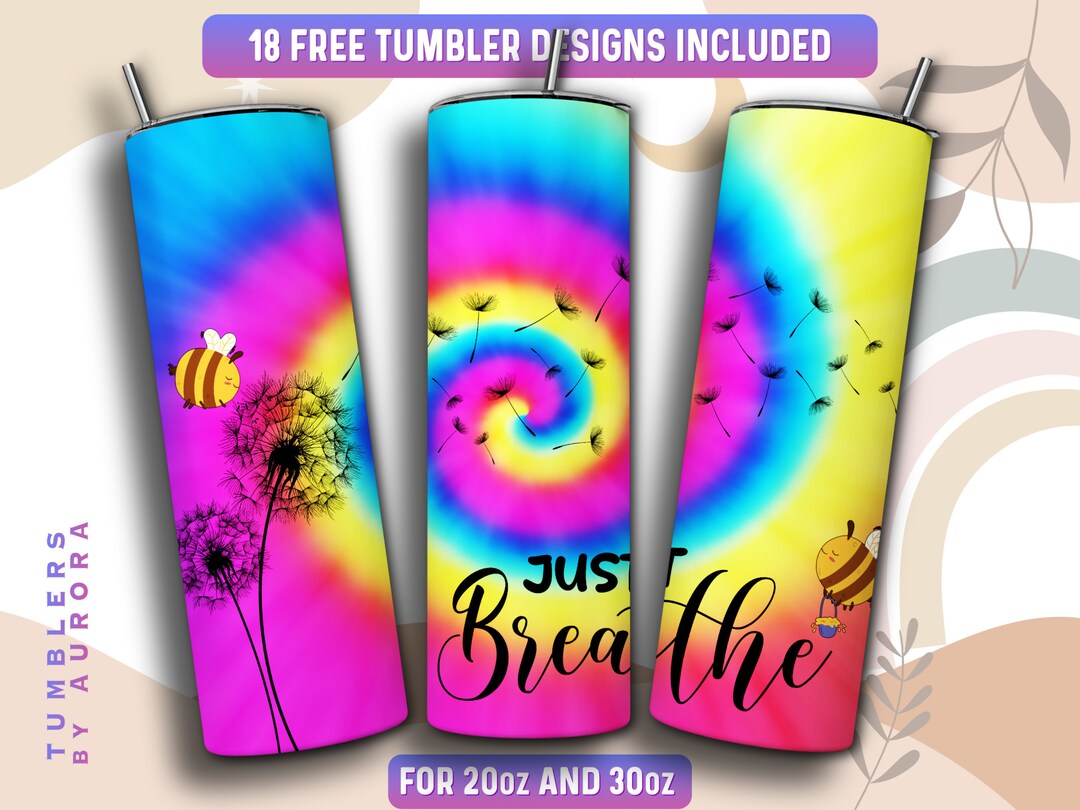 Just Breathe Tumbler Wrap PNG, Dandelion 20 Oz Skinny Tumbler ...