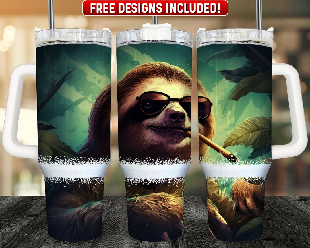 Sloth Weed 40oz Tumbler Wrap PNG Design, Marijuana 40oz Quencher ...