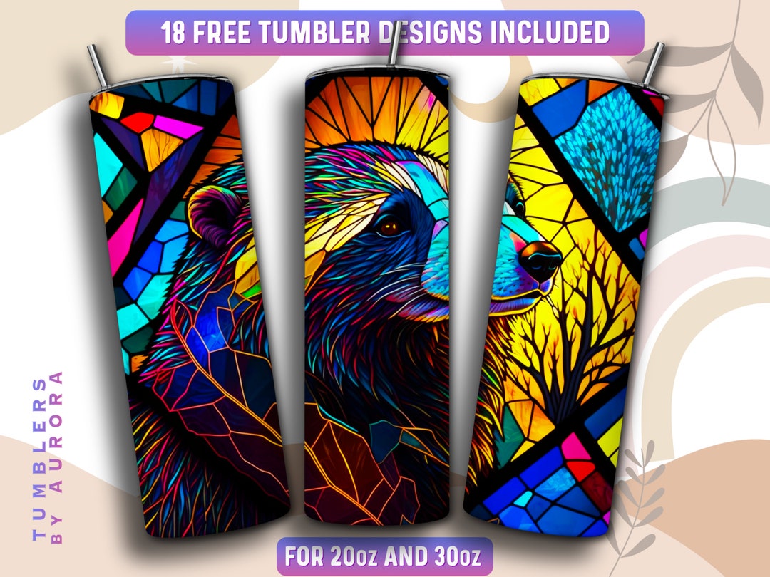 Stained Glass Honey Badger Tumbler Wrap PNG, Honey Badger 20 Oz Skinny ...