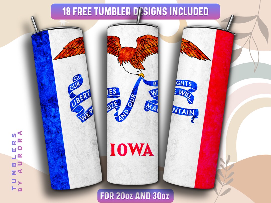 Iowa Tumbler Wrap PNG, US State 20 Oz Skinny Tumbler Sublimation Design ...