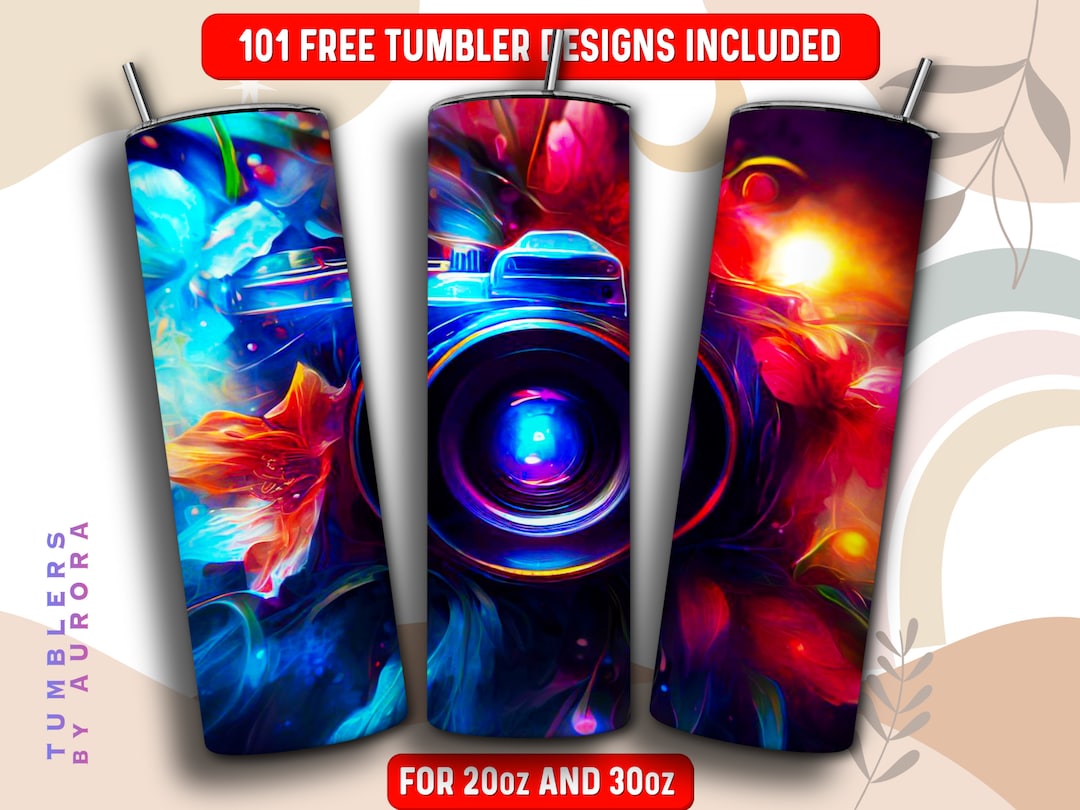 Camera Tumbler Wrap PNG, Photo Camera 20 Oz Skinny Tumbler Sublimation ...