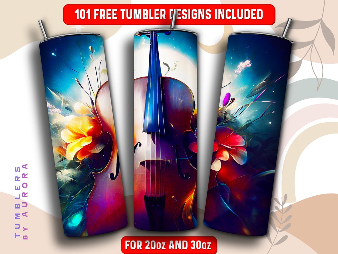 Oilpainting Cello Tumbler Wrap PNG, Music Instrument 20 Oz Skinny ...