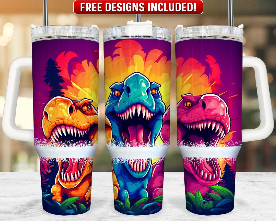 T-rex 40oz Tumbler Wrap PNG Design, Dinosaur 40oz Quencher Tumbler ...