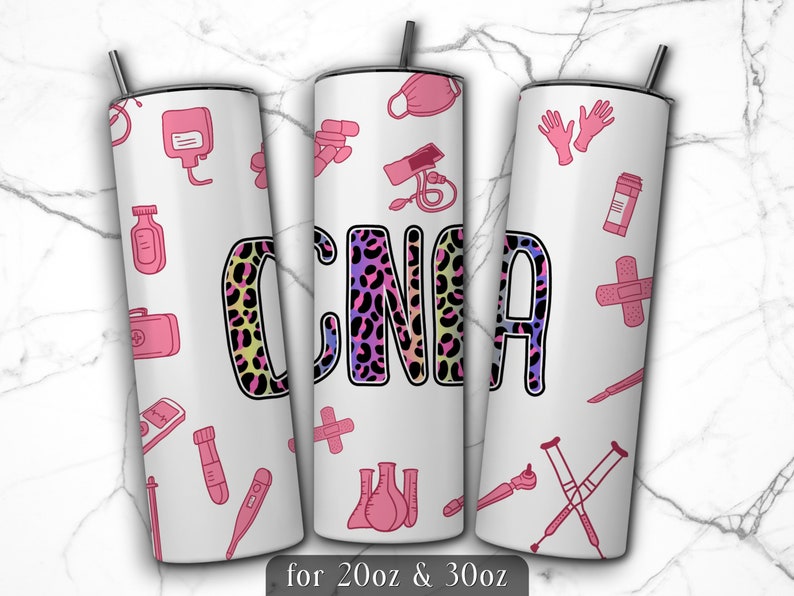 CNA Tumbler Wrap PNG Design Certified Nursing Assistant 20 Oz - Etsy