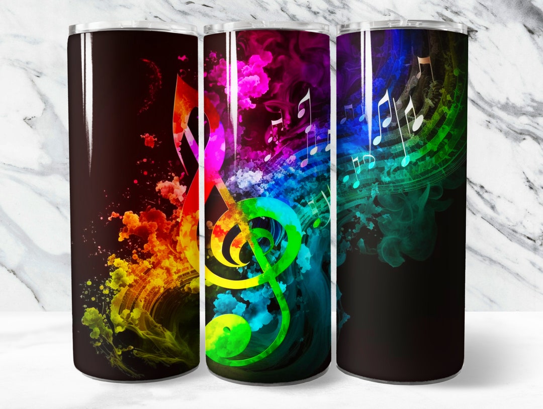 Music Note Tumbler Wrap PNG, Musician 20 Oz Skinny Tumbler Sublimation ...
